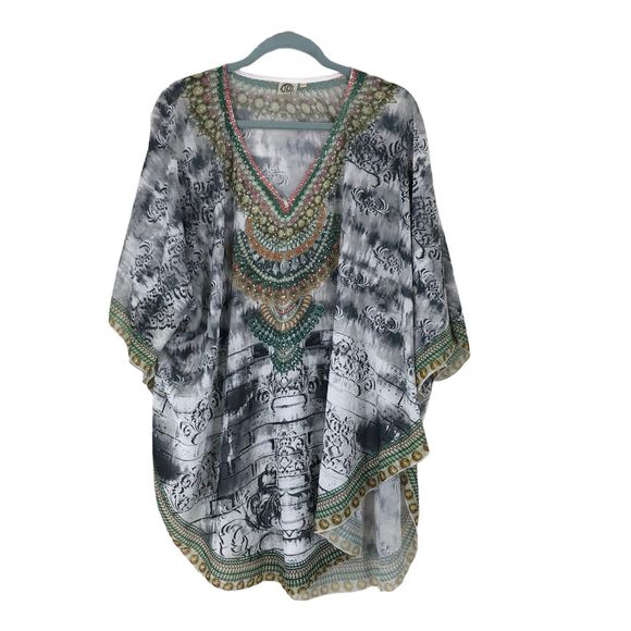 Tops | Aztec African Tribal Caftan Tunic Popover Top Blingy Blouse ...